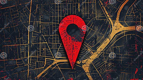 Abstract City Map with Red Location Pointer Stock Photo - Image of ...