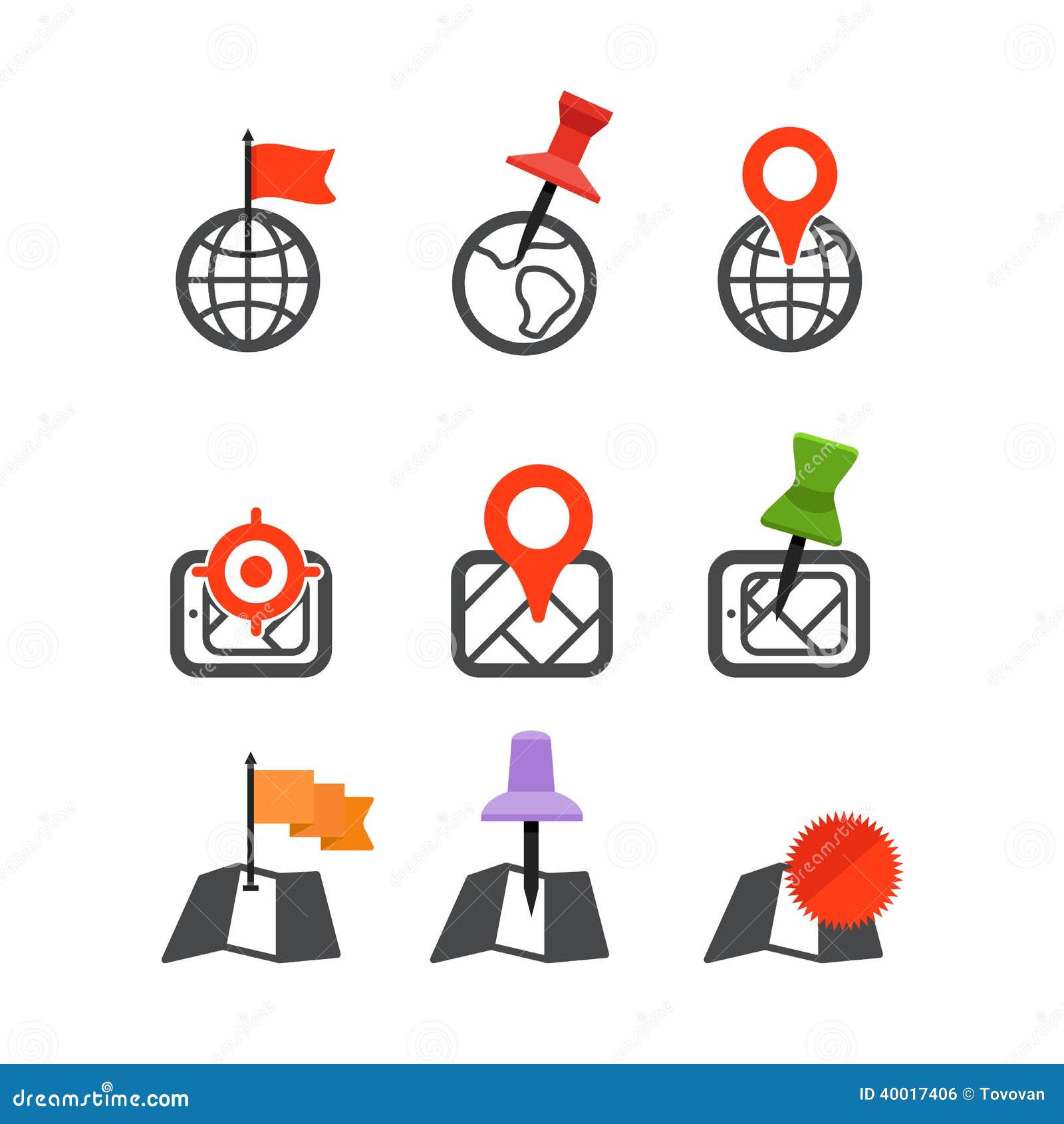 Abstract City Map with Symbols Collection Stock Vector - Illustration ...