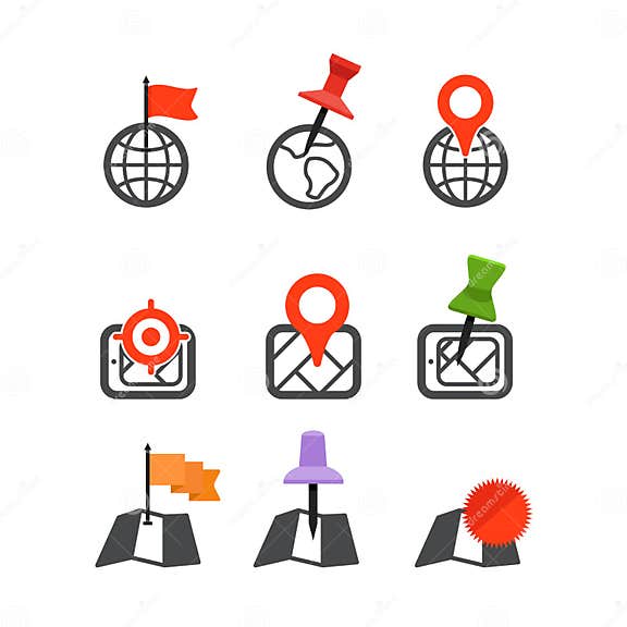 Abstract City Map with Symbols Collection Stock Vector - Illustration ...