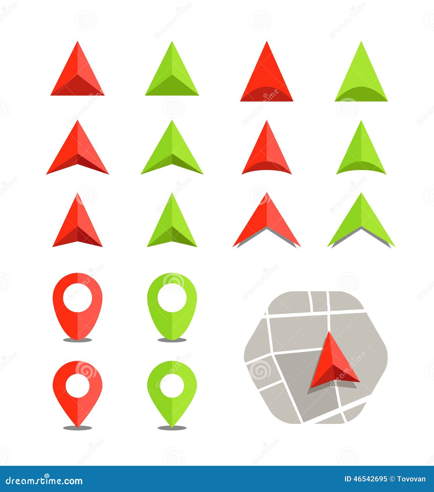 Abstract City Map with Symbols Collection Stock Vector - Illustration ...