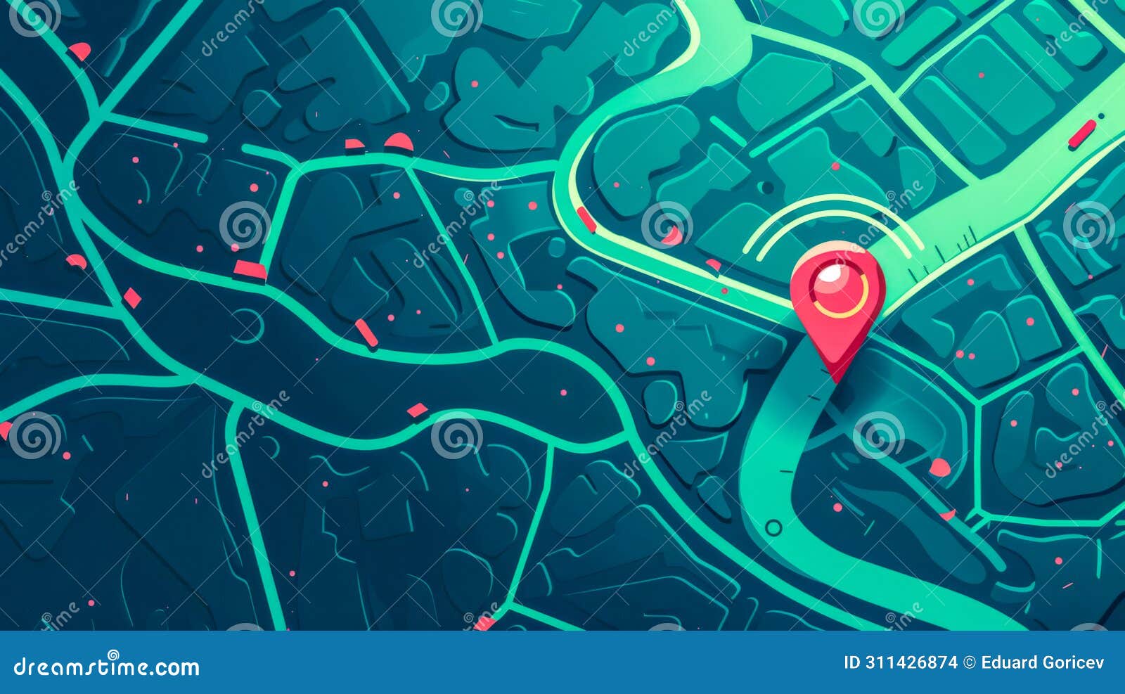 Abstract City Navigation Map with Gps Pin Stock Photo - Image of place ...