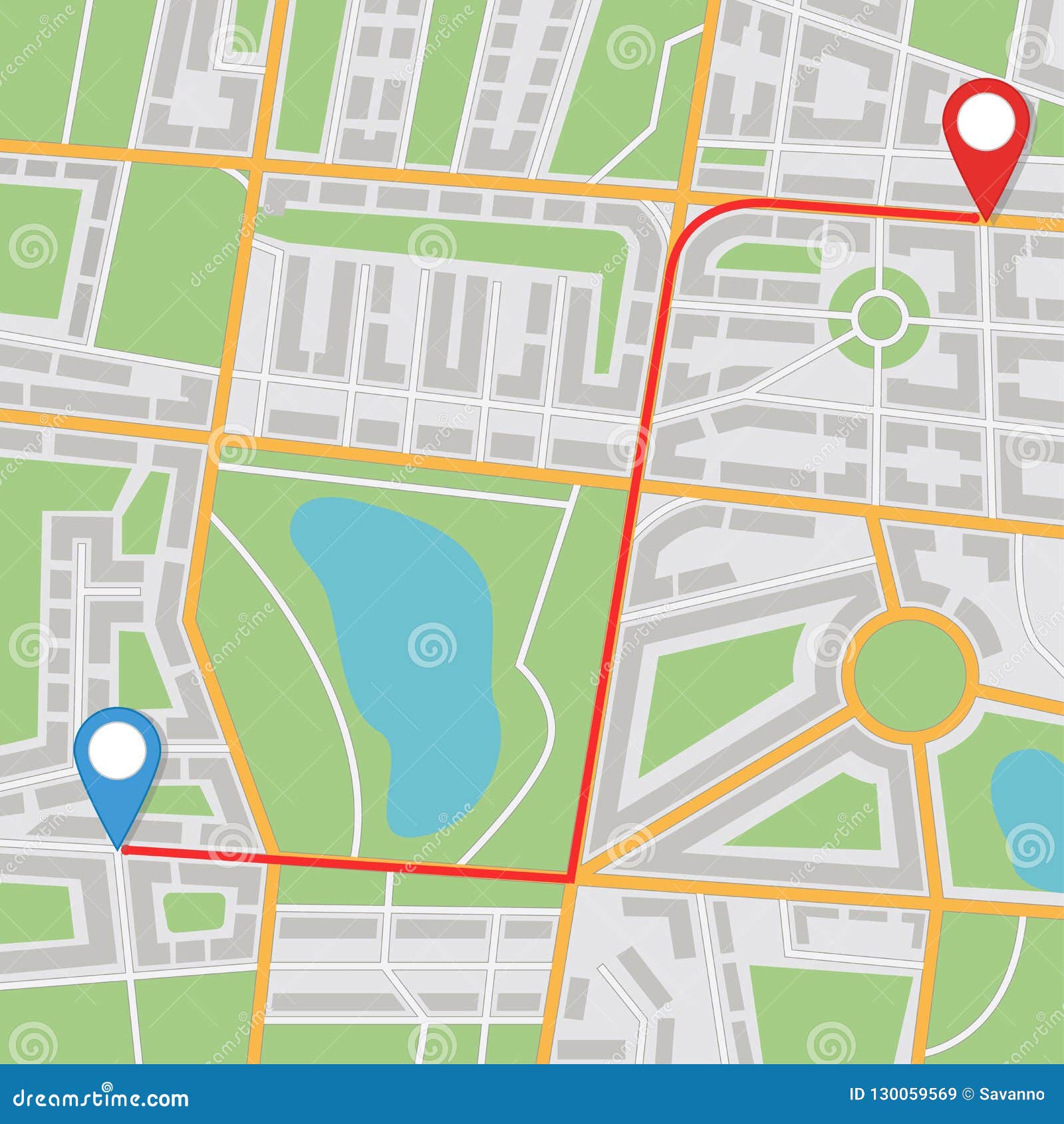 Abstract City Navigation. Route between Two Locations Stock Vector ... Abstract City Navigation. Route between Two Locations Stock Vector ...