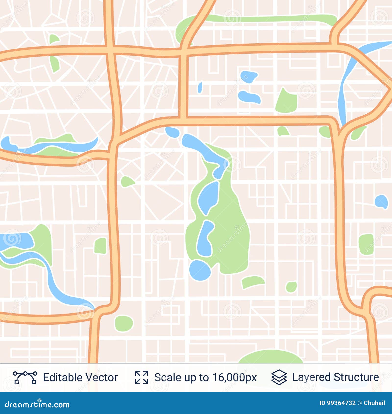 Abstract city plan. stock vector. Illustration of route - 99364732