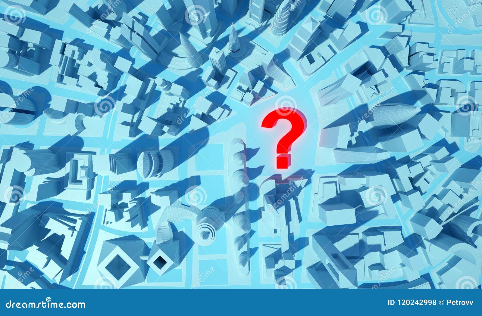 Abstract City with a Question Mark on Top View Stock Illustration ...