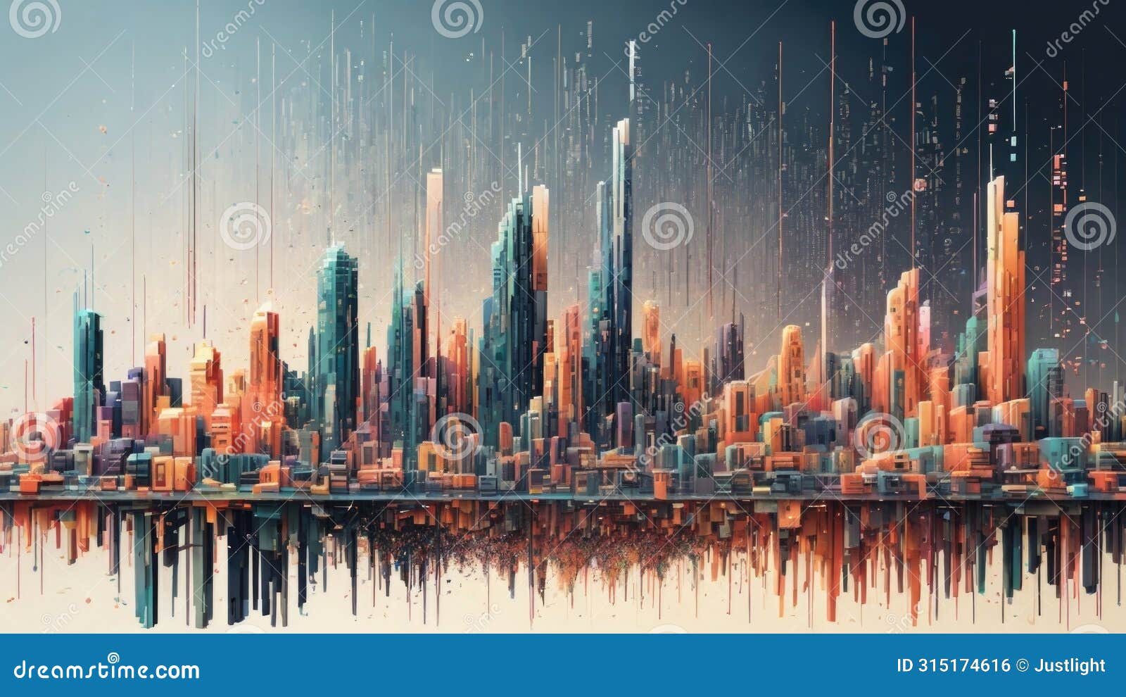 An Abstract City Skyline Made of Data Blocks, Representing the Size of ...