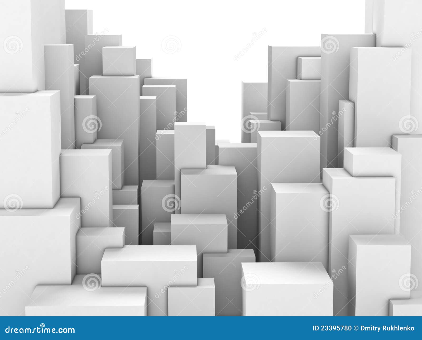 Abstract City of White Blocks Stock Illustration - Illustration of ...