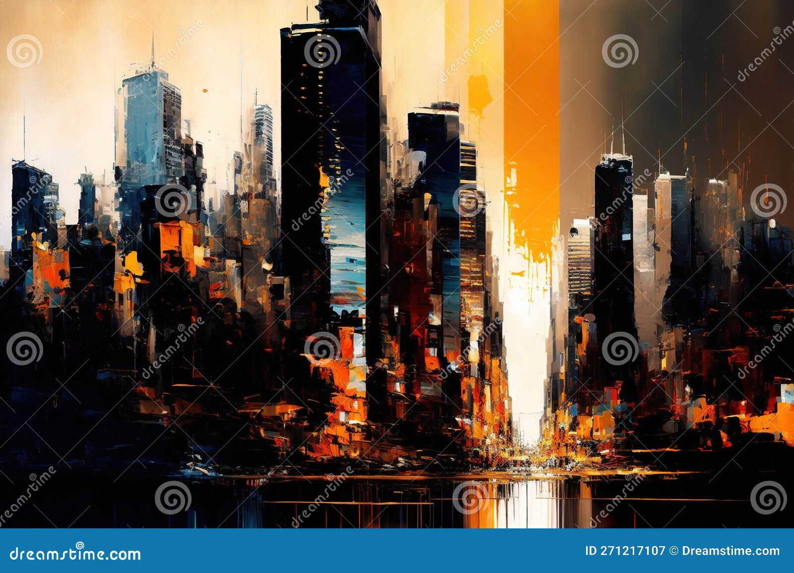 Abstract Cityscape Painting Stock Illustration - Illustration of brush ...