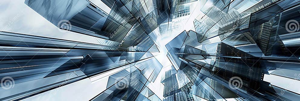 An Abstract Cityscape of Skyscrs and Buildings Formed by Intersecting ...
