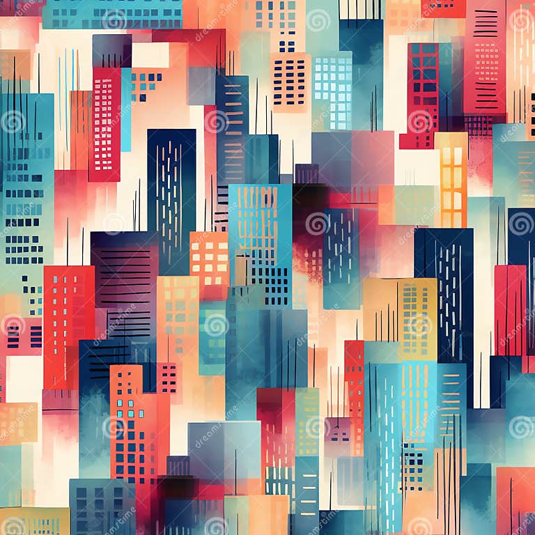 Abstract Cityscapes Background, Design Seamless Pattern Stock ...