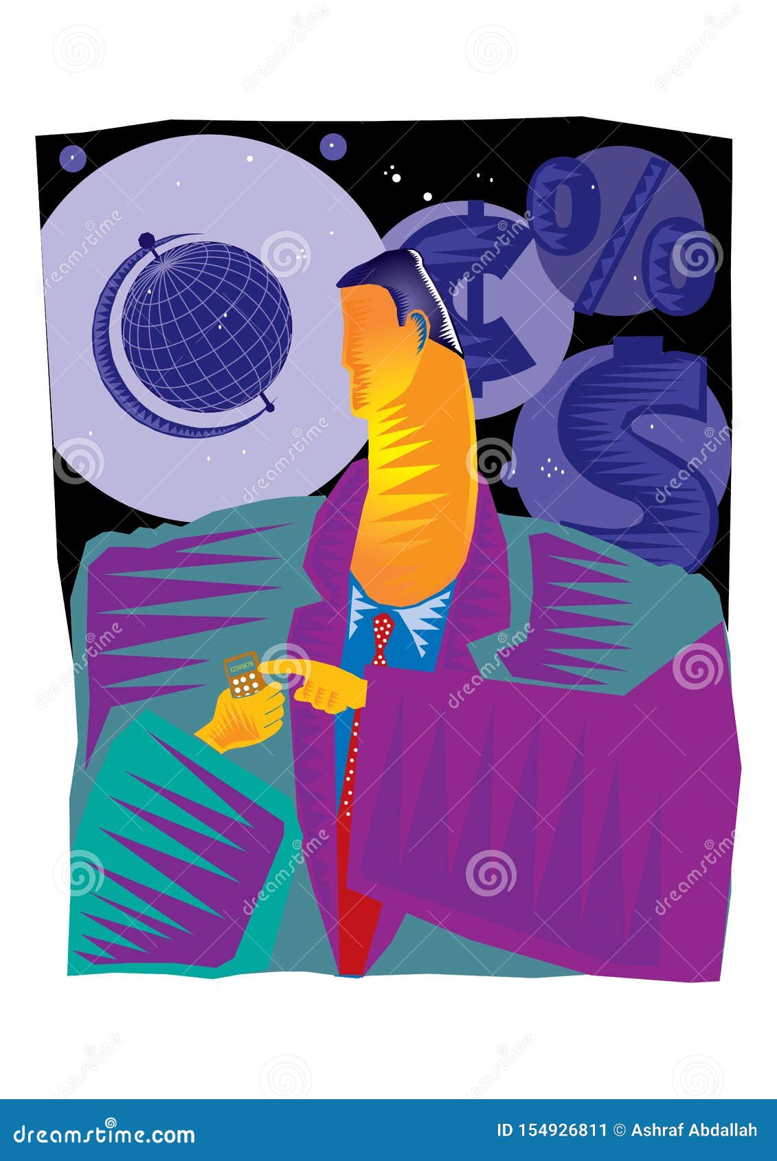 Abstract Clip Art of Businessman Making a Call Using a Smart Phone ...