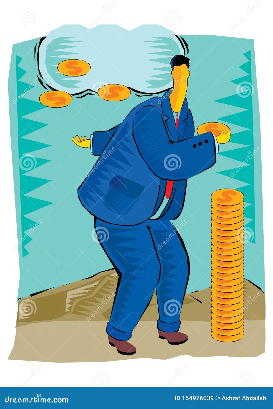 Abstract Clipart of Man in Suit Throwing Money Stock Vector ...