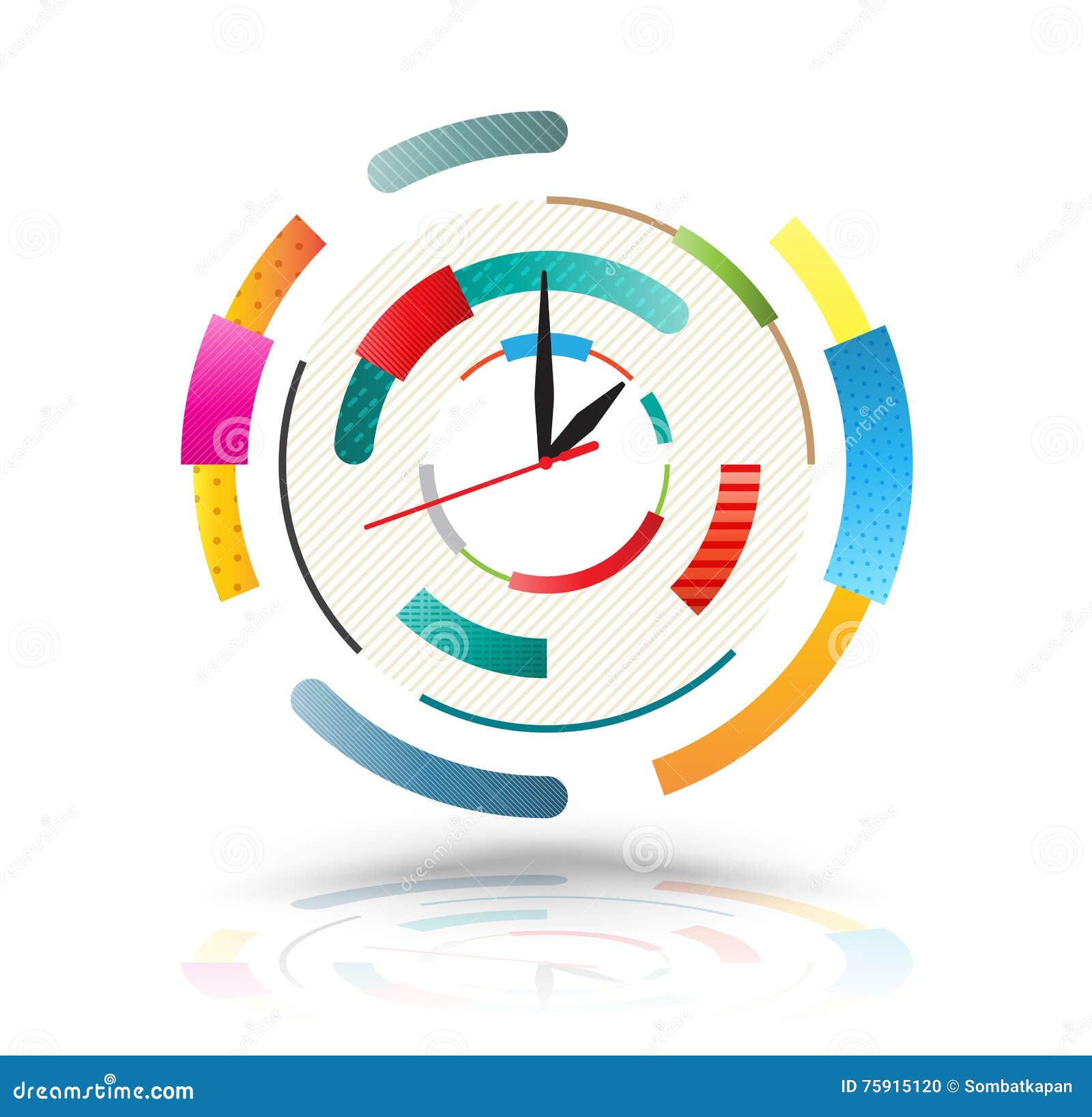Abstract clock colourful. stock vector. Illustration of time - 75915120