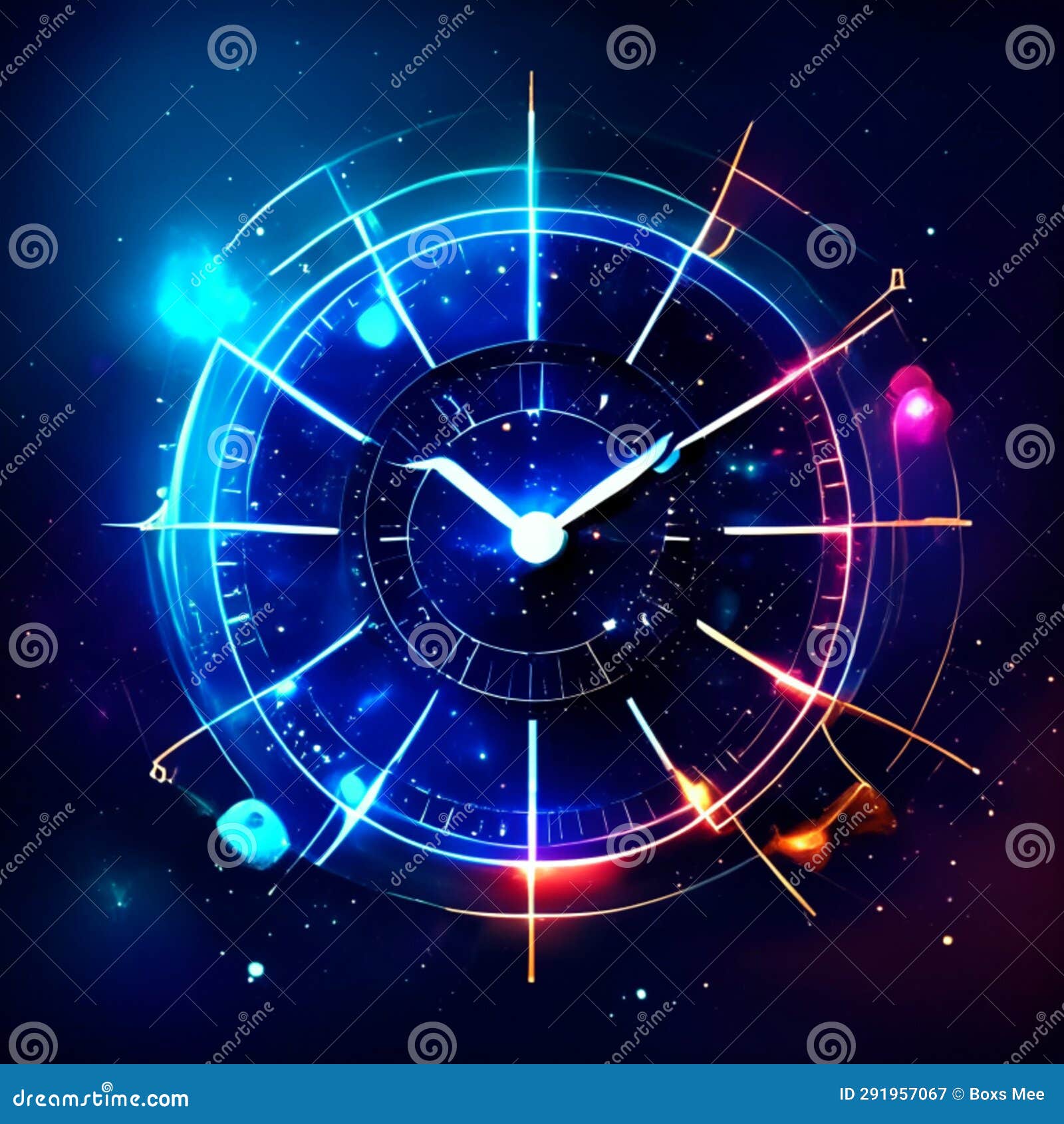 Abstract Clock on Dark Blue Background. Vector Illustration for Your ...