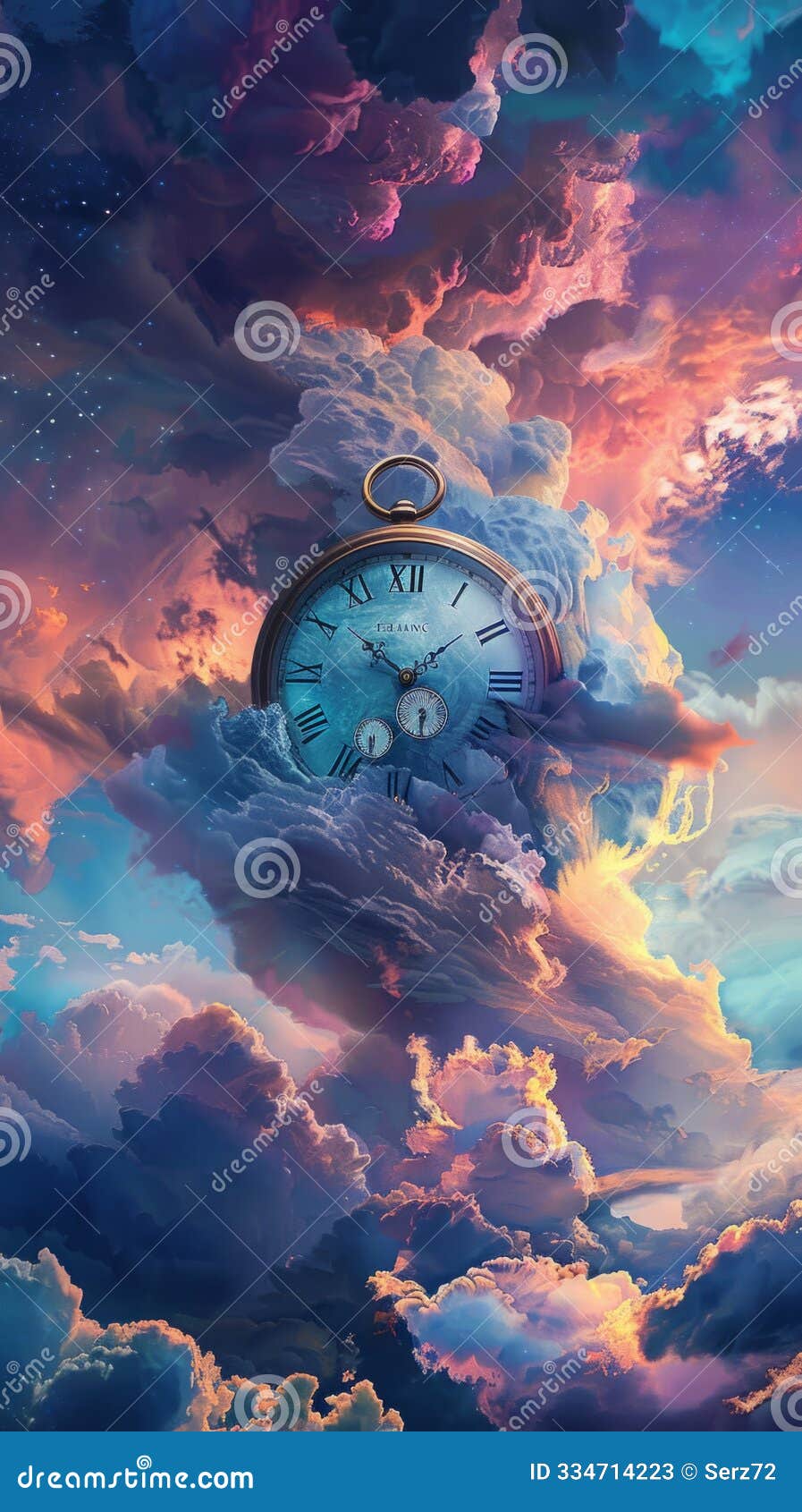 This Abstract Clock Design Features Numbers and Hands Floating among ...