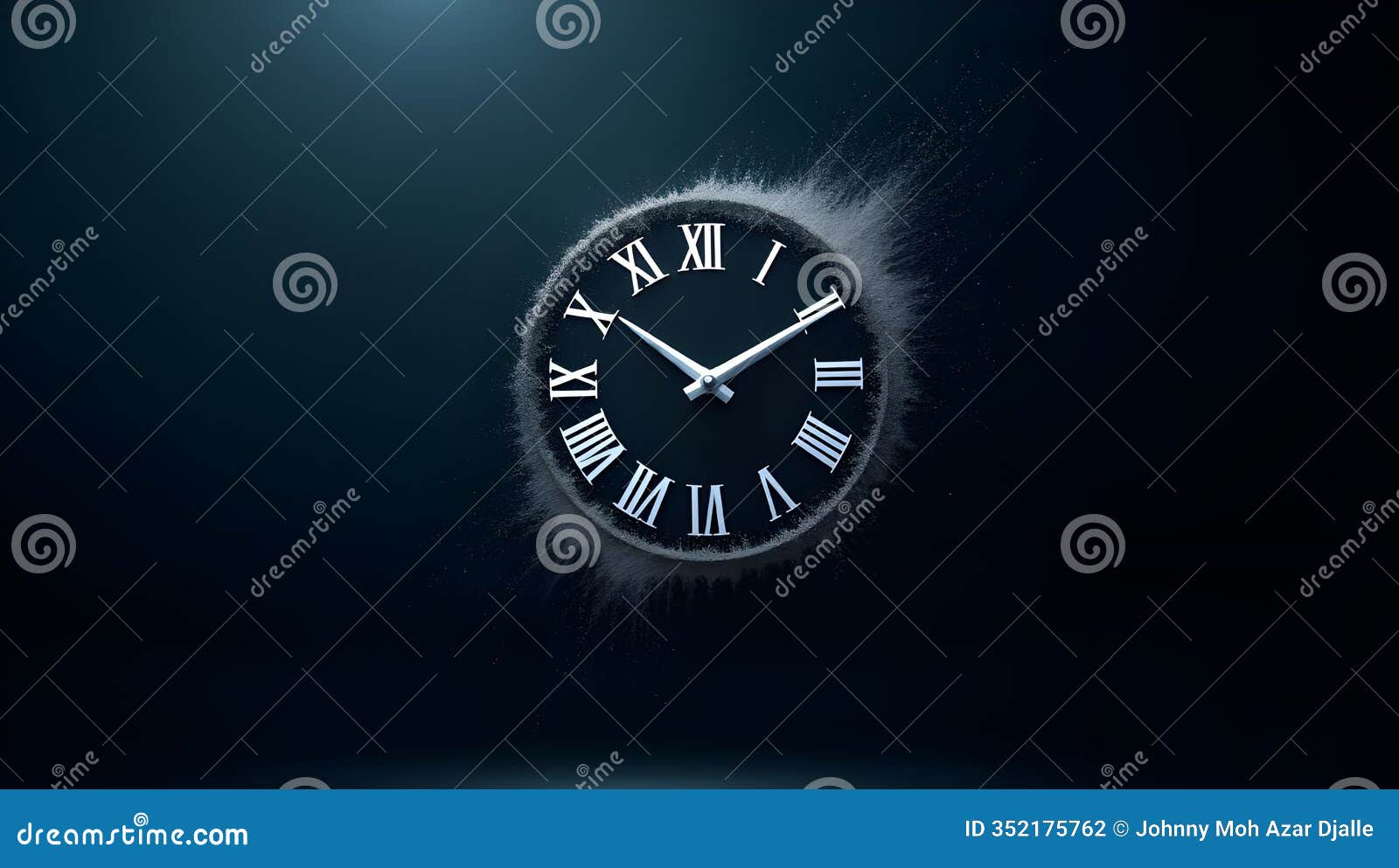 An Abstract Clock Face Dissolving into Particles, Symbolizing the ...
