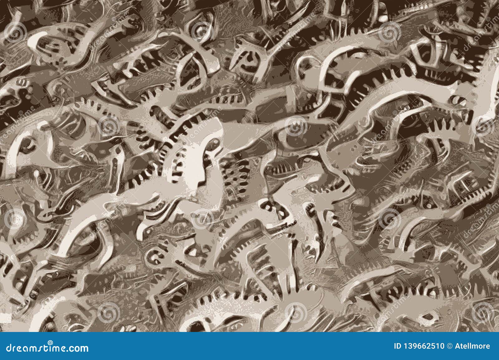 Abstract Clock Gear and Clockwork with Old Machinery Stock Illustration ...