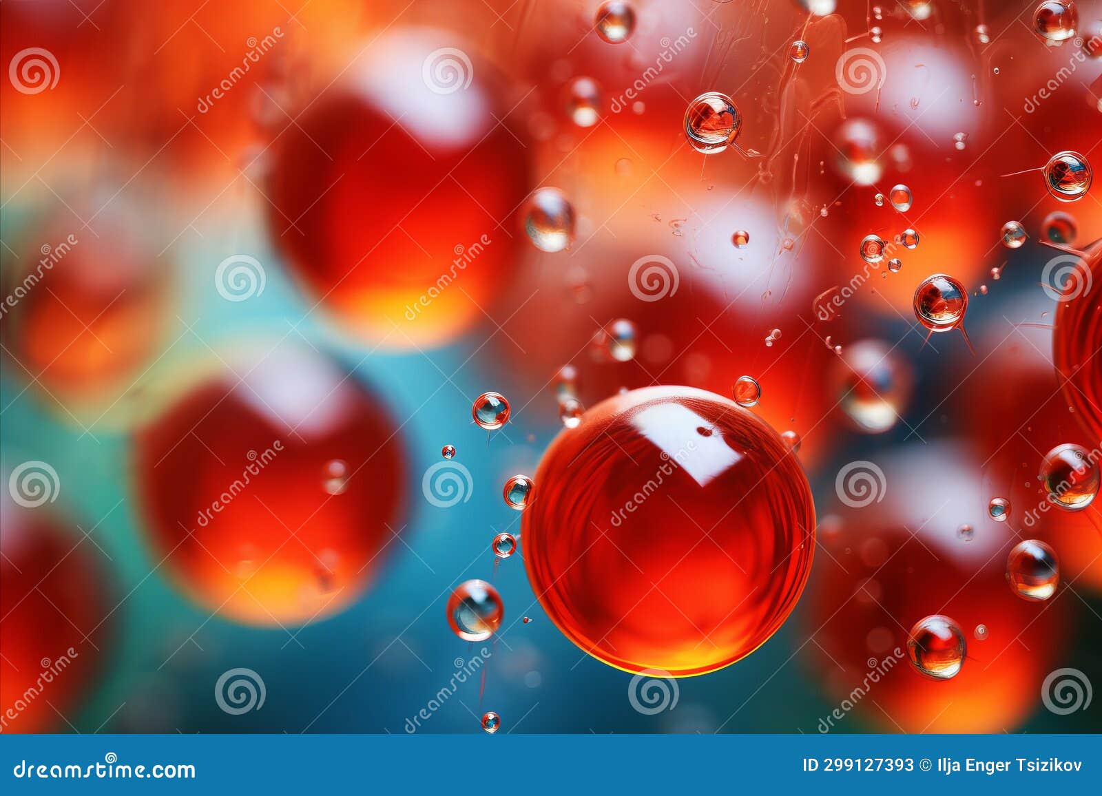 Abstract Close Up of Blood Cells in Blurred Background with Copy Space ...