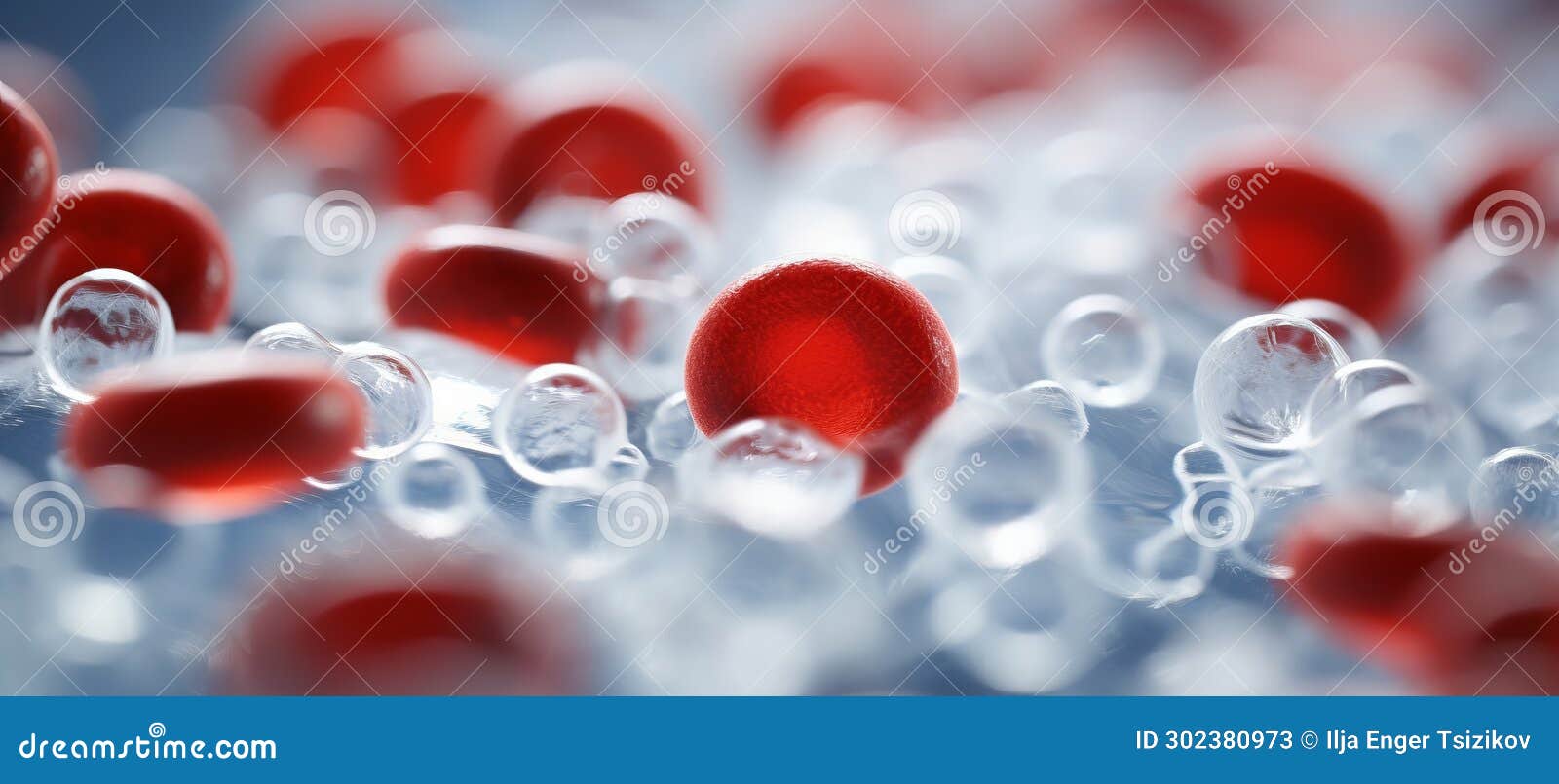 Abstract Close Up of Blood Cells in Blurred Background with Copy Space ...