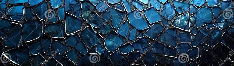 Abstract Close-up of Blue and Black Mosaic Pattern, Creating a Textured ...