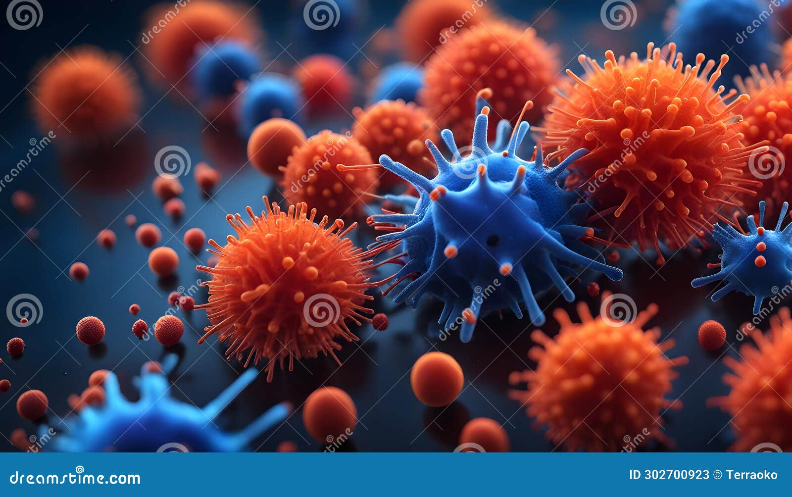 Abstract Close-up of 3D Microscopic Bacteria, Microscope View, Stock ...