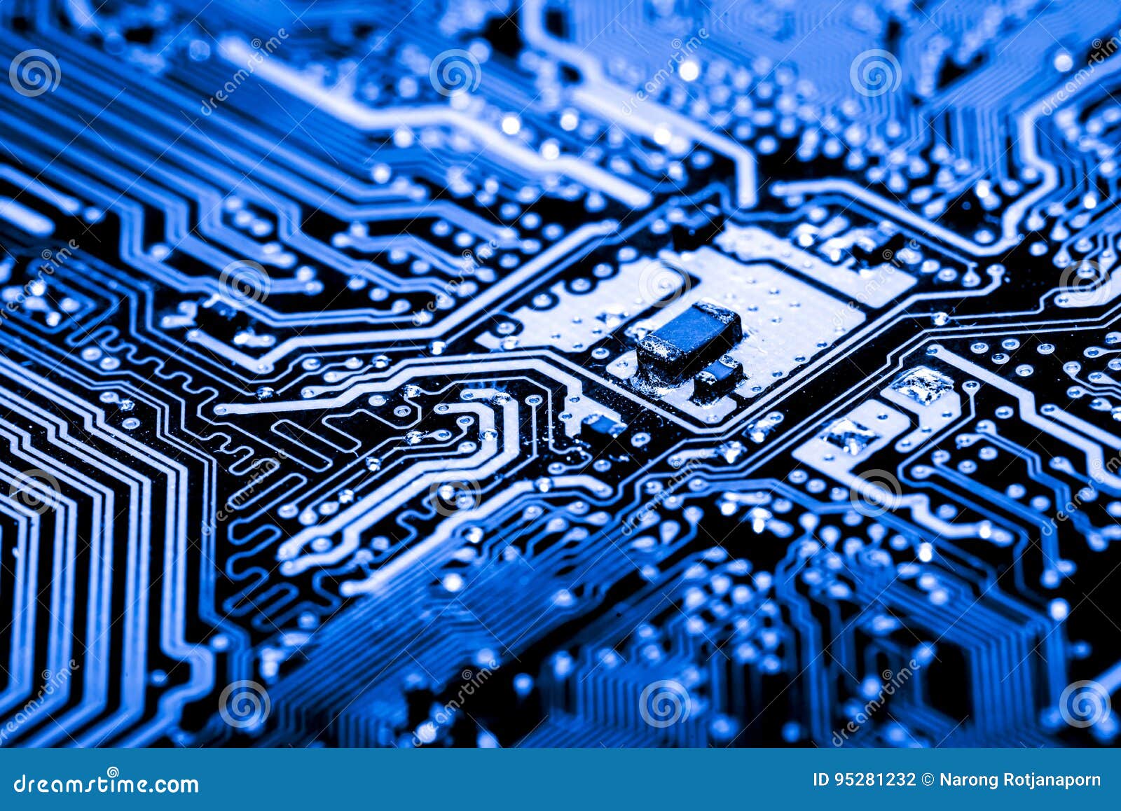 Abstract, Close Up at Electronic Circuits, we See the Technology of the ...