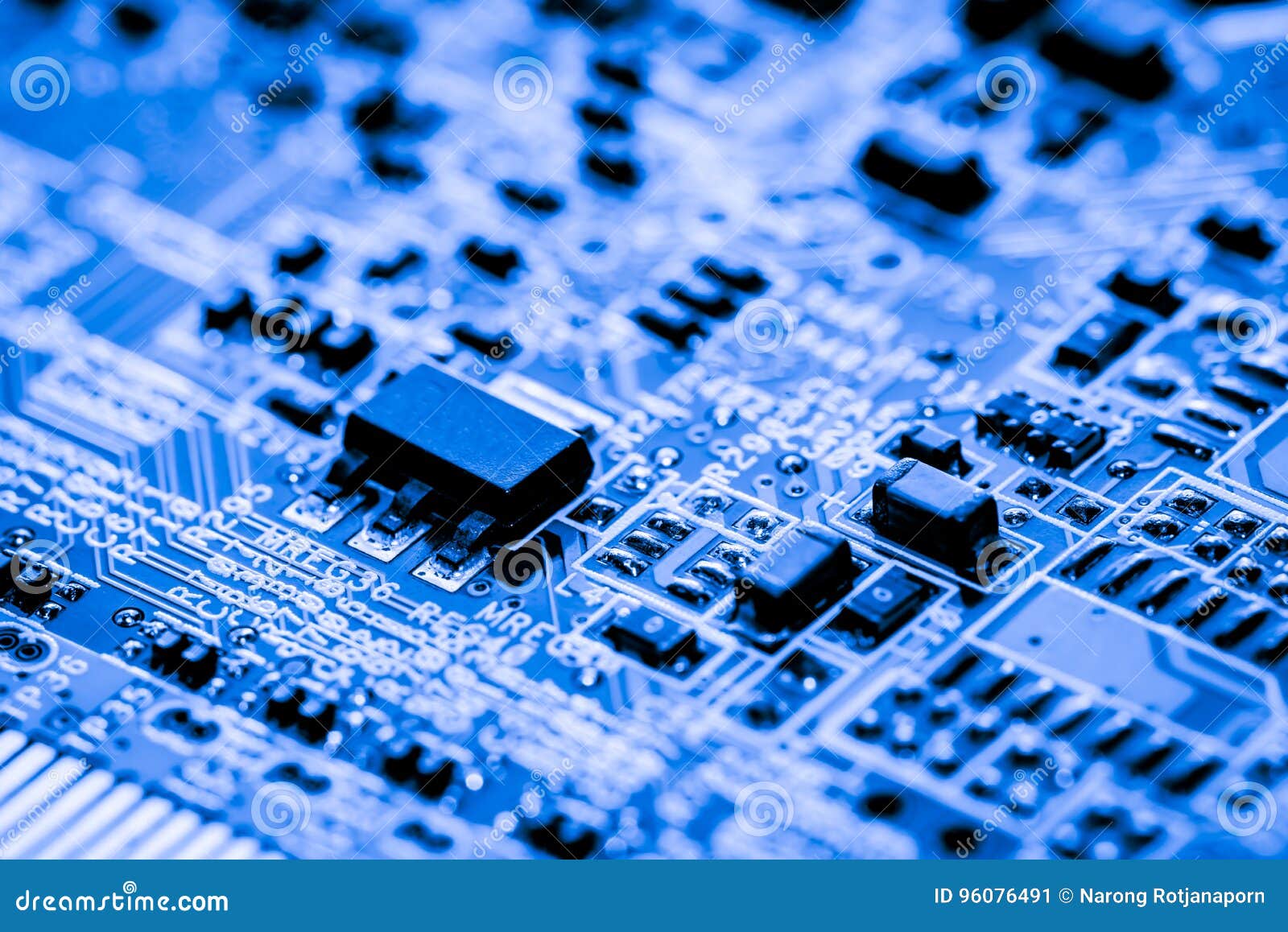Abstract, Close Up at Electronic Circuits, we See the Technology of the ...