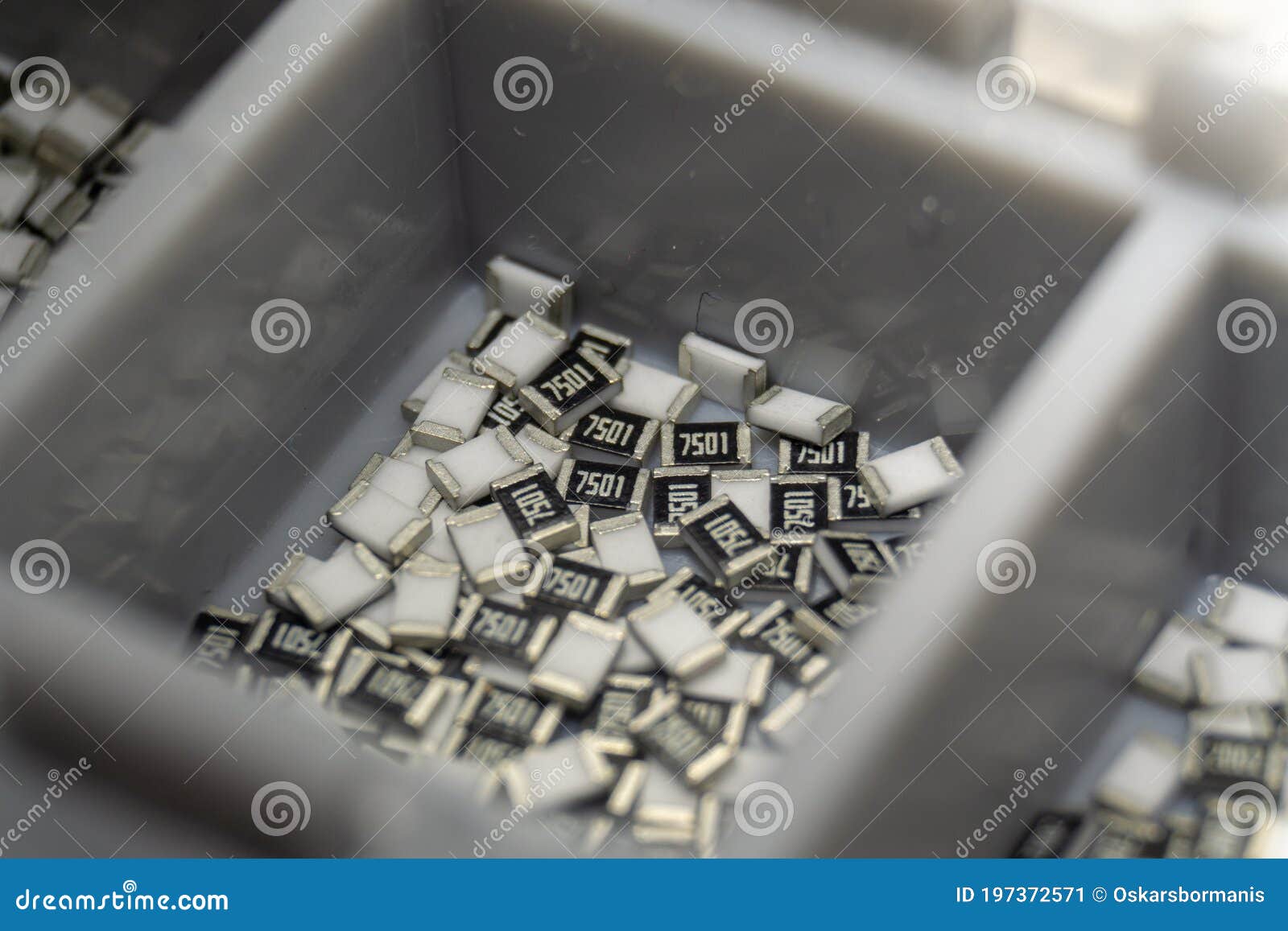 Grey Scattered Microscopic SMT Surface Mount Chip Resistors Sorted in ...
