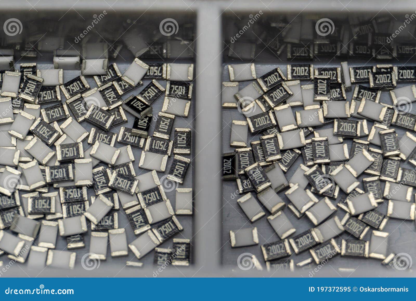 Grey Scattered Microscopic SMT Surface Mount Chip Resistors Sorted in ...