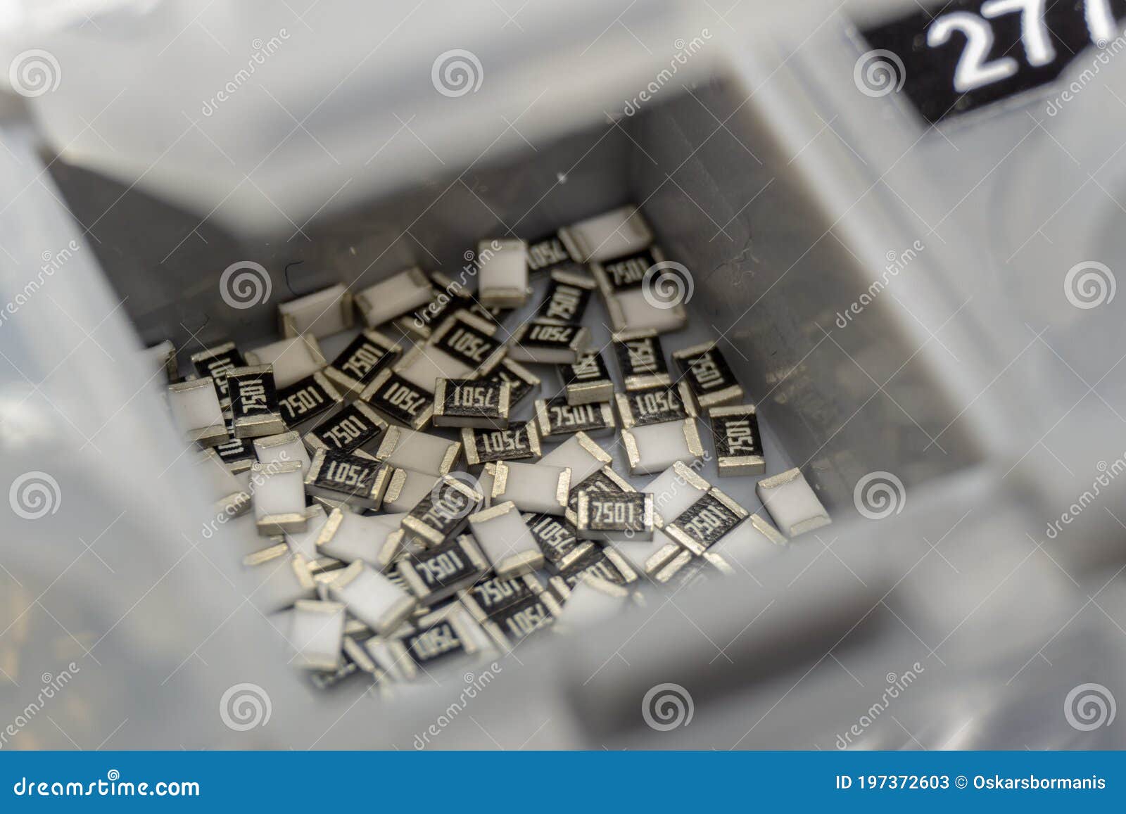 Grey Scattered Microscopic SMT Surface Mount Chip Resistors Sorted in ...
