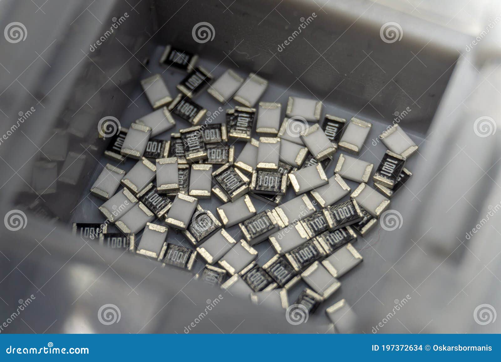 Grey Scattered Microscopic SMT Surface Mount Chip Resistors Sorted In ...
