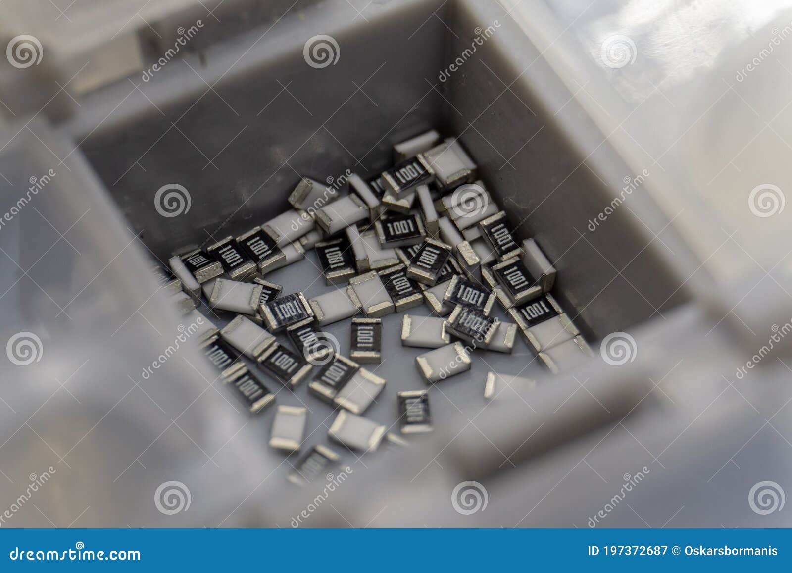 Grey Scattered Microscopic SMT Surface Mount Chip Resistors Sorted in ...