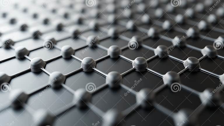 Abstract Close-up of a High-tech Graphene Grid with Metallic Nodes ...