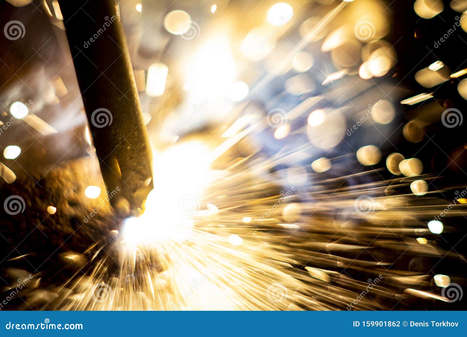 Abstract Close-up Image of Blurred Sparks and Smoke from Arc Welding ...