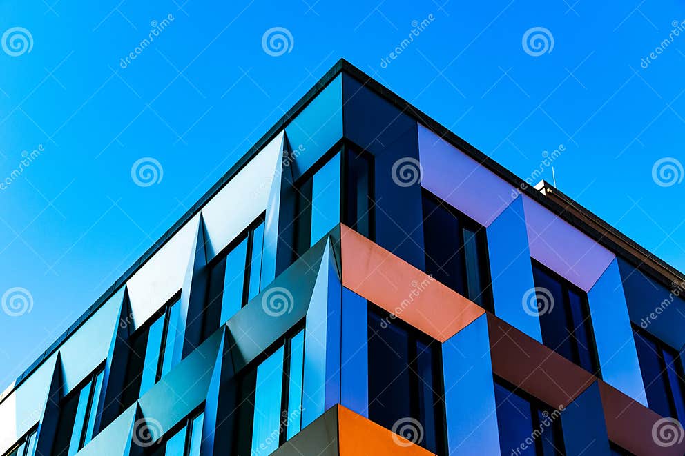 Abstract Close-Up of Modern Building Facade with Angular Patterns and ...