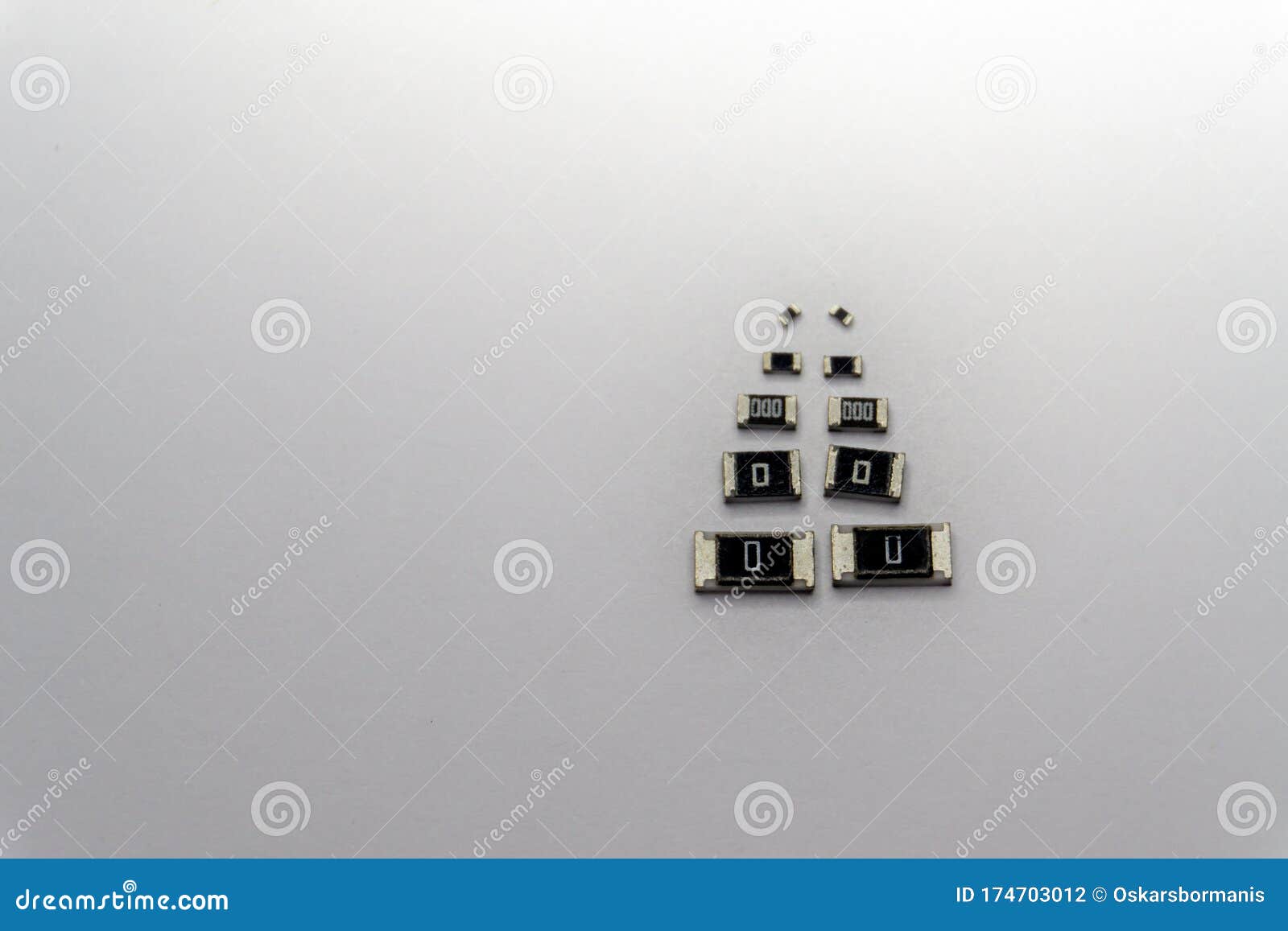 Abstract Close-up of Scattered Various Size SMT Chip Resistors Power ...