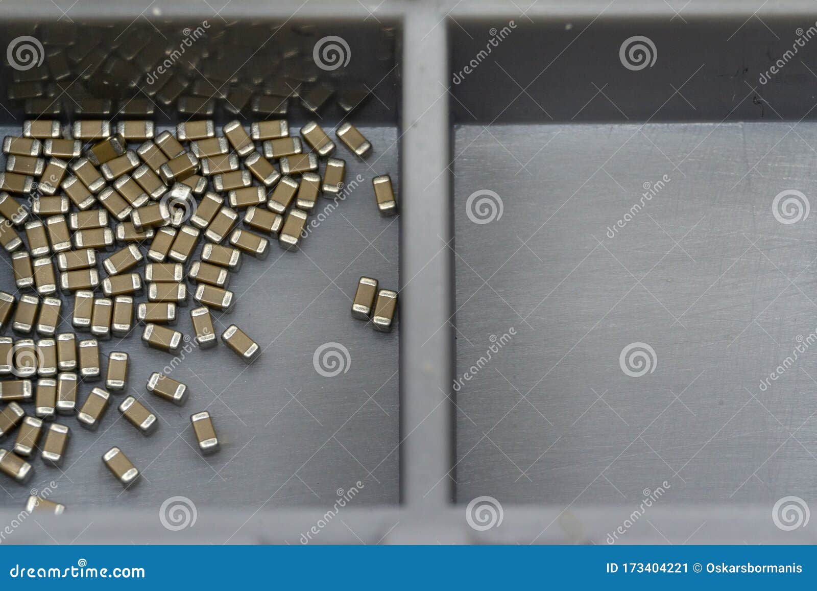 Abstract Close-up of Surface Mount Capacitor Electronics Components in ...