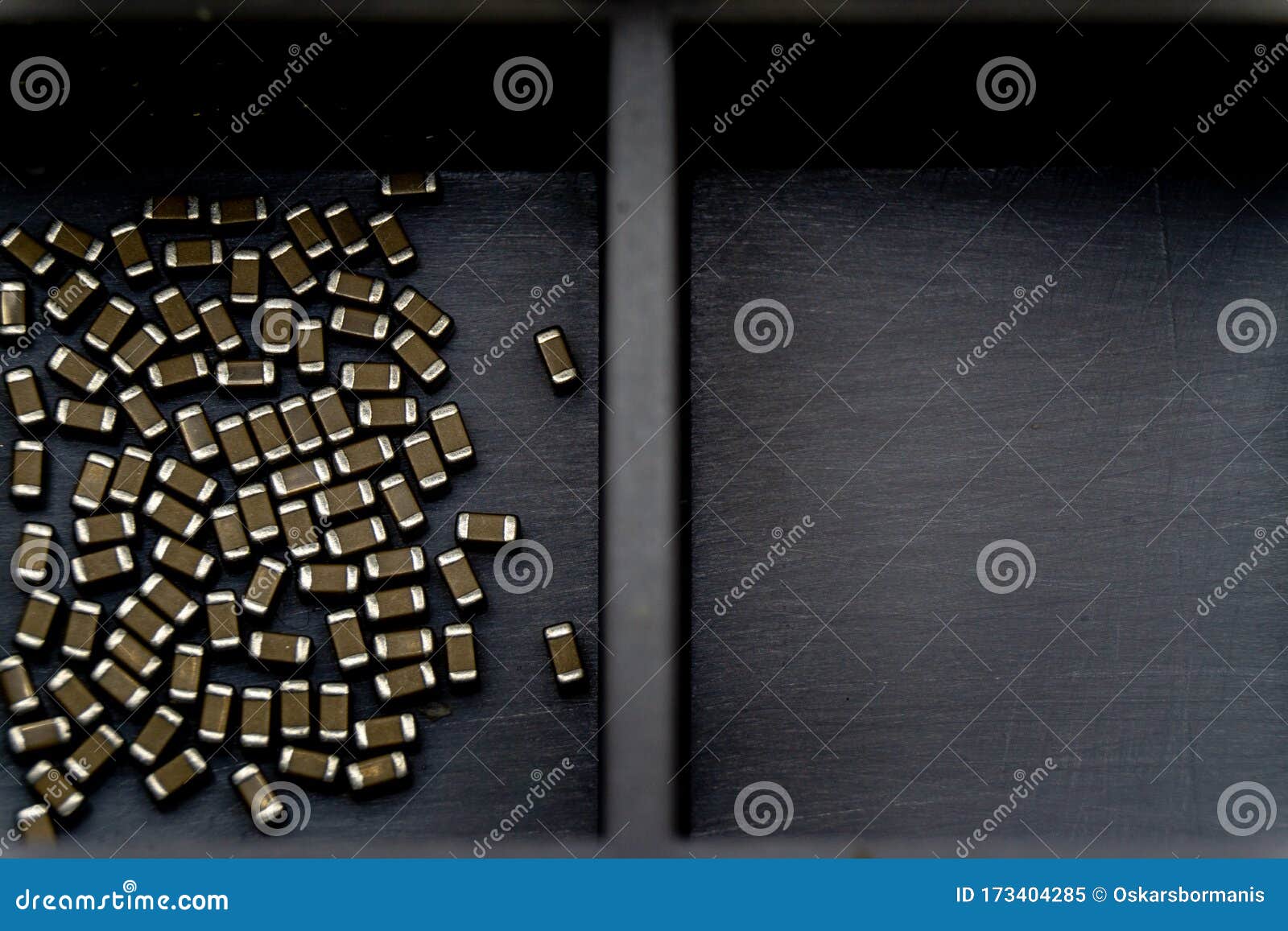 Abstract Close-up of Surface Mount Capacitor Electronics Components in ...
