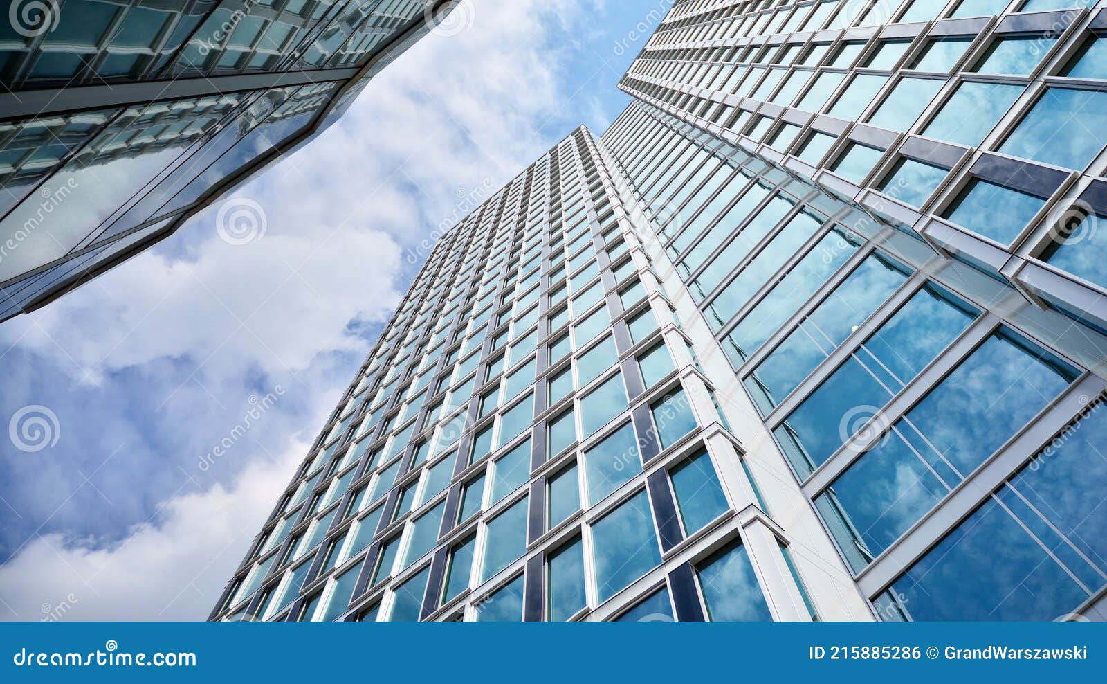 Glass Clad Facade of a Modern Building Covered in Reflective Plate ...
