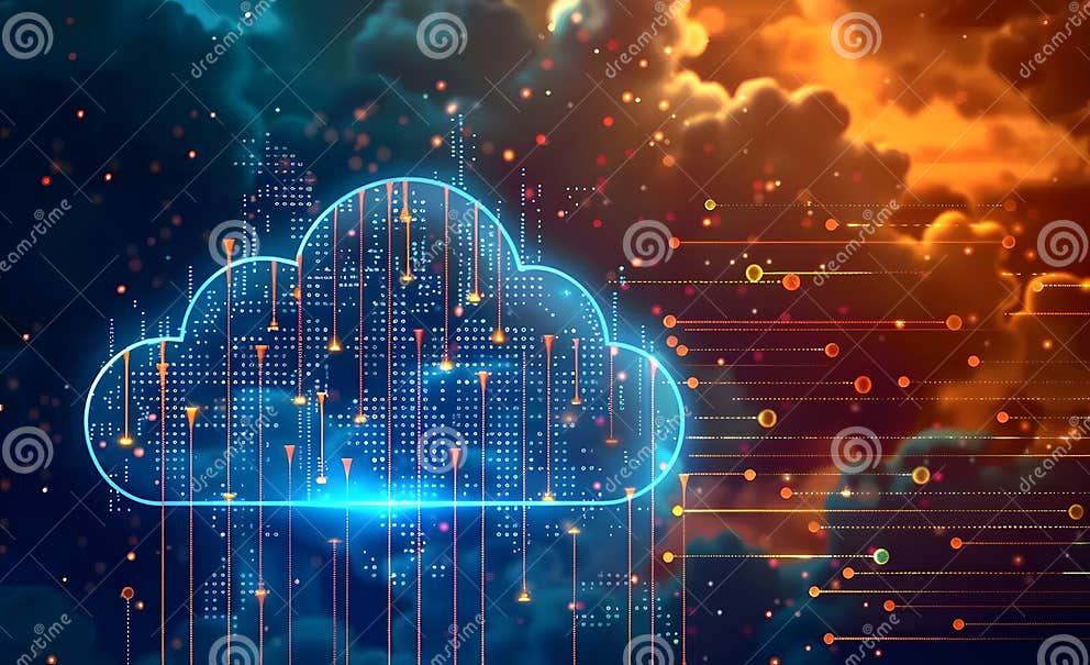 Abstract Cloud Computing with Data Visualization Sky Background Technology Cyber Social Security ...