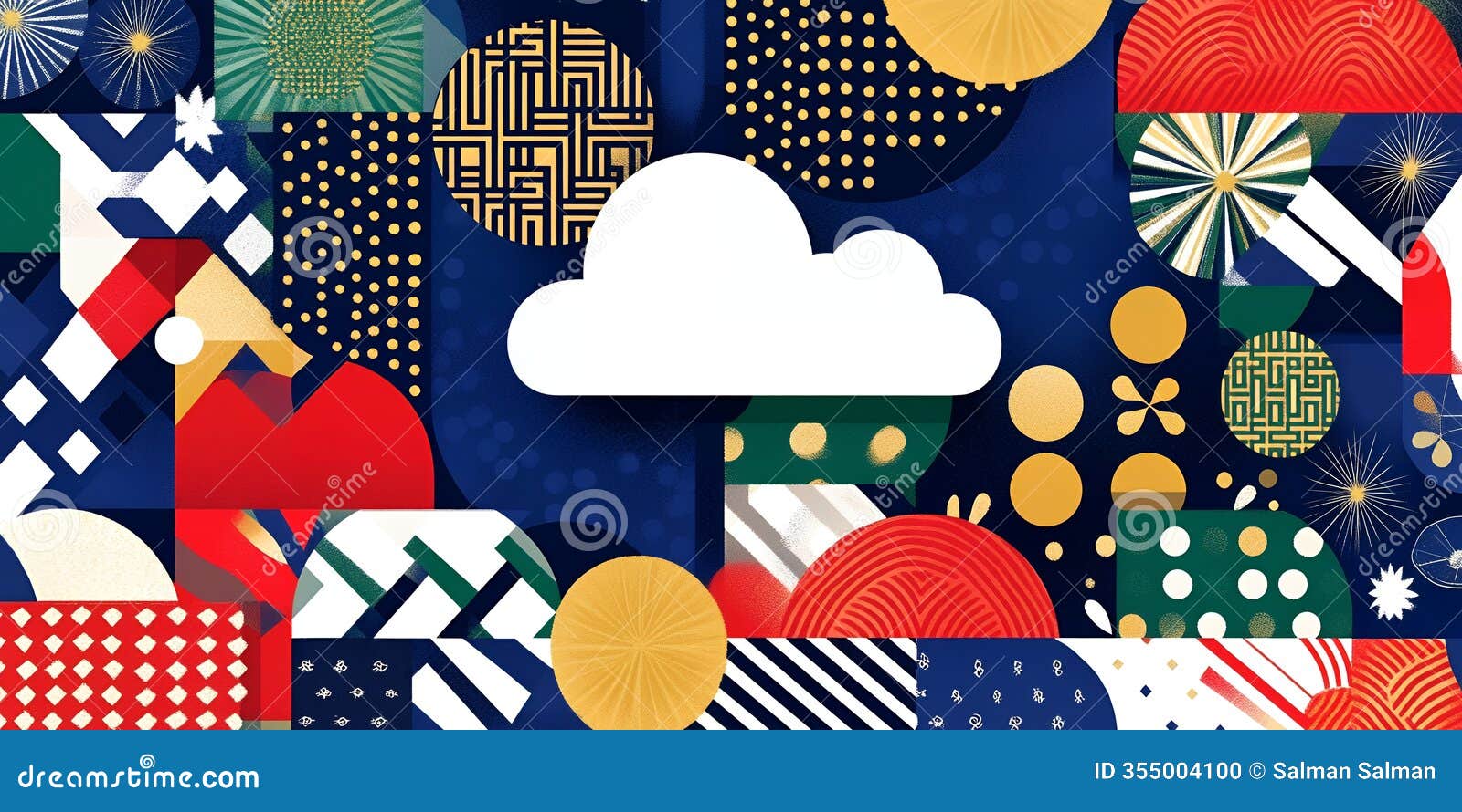 Abstract Cloud Computing Design Geometric Patterns Red Gold and Blue ...