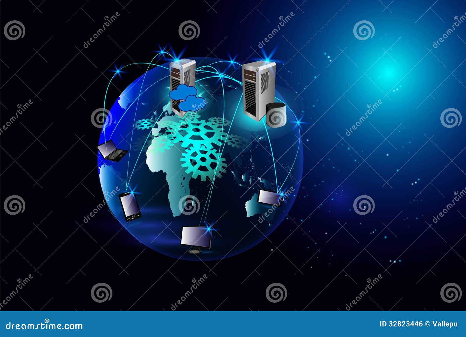 Abstract Cloud Computing Global Network Stock Illustration ...