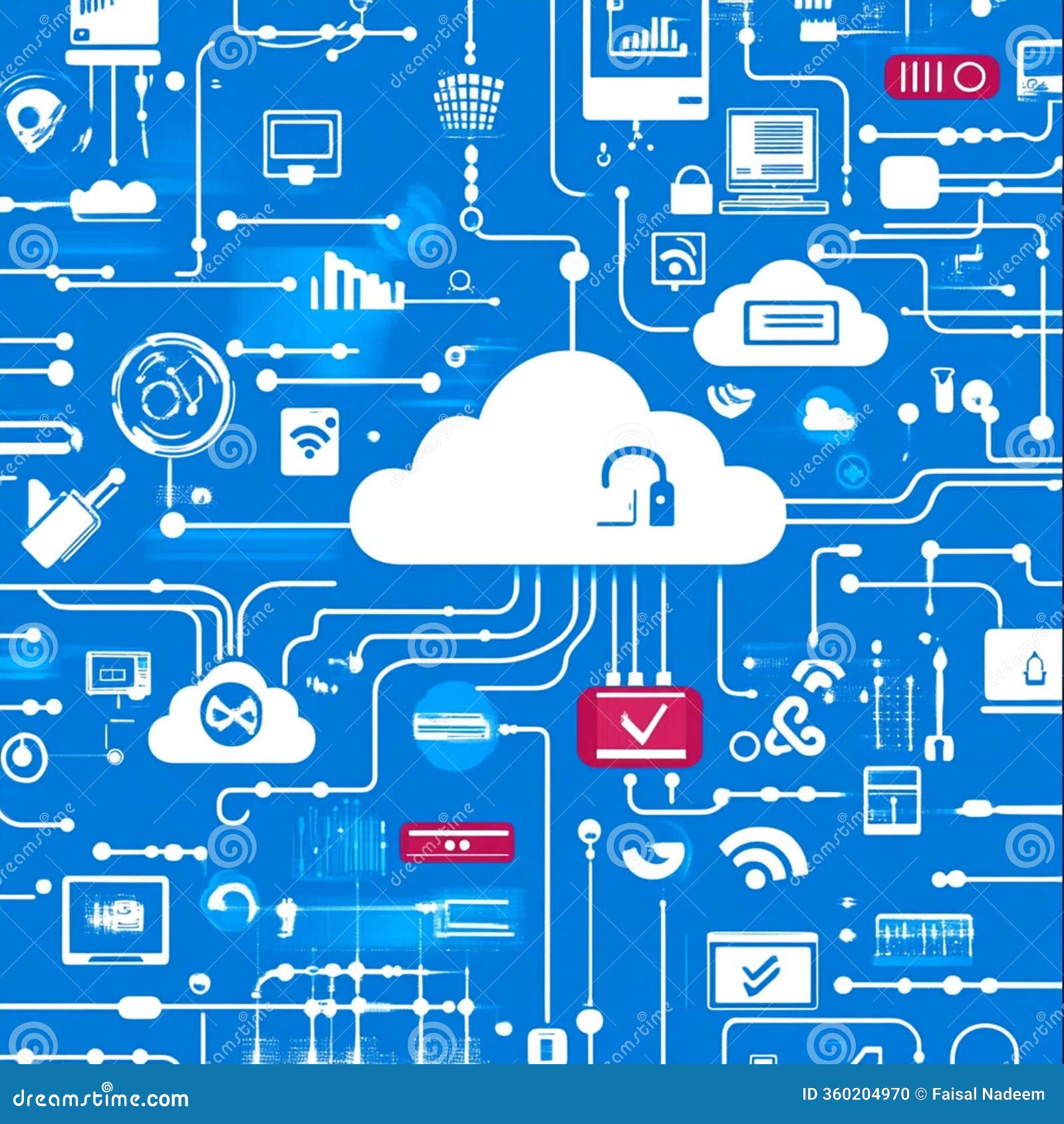 Abstract Cloud Computing Network Digital Technology Data Center Server Infrastructure White Blue ...