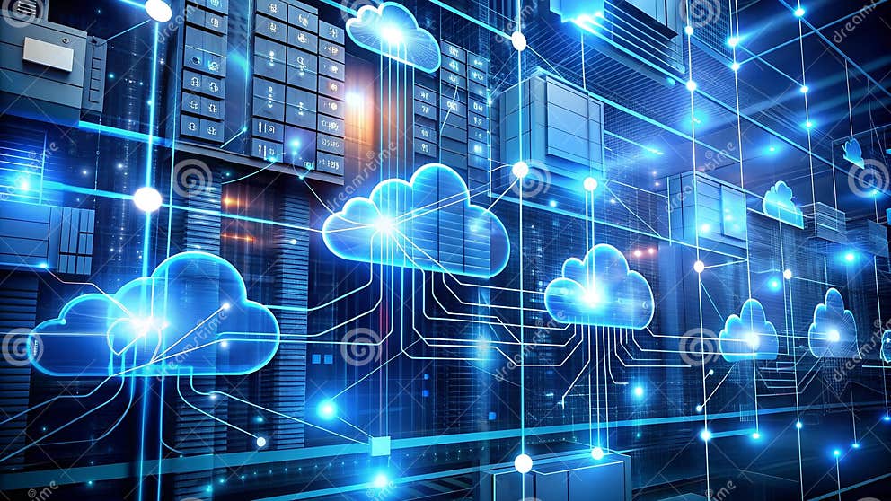 Abstract Cloud Computing Network Visualization AI Generated Stock Illustration - Illustration of ...