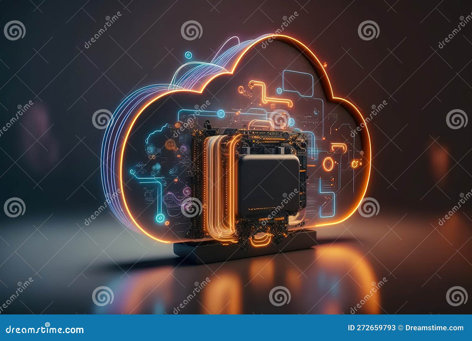 Abstract Cloud Computing Technology Concept. Cloud Computing, Data Center, Server Rack ...
