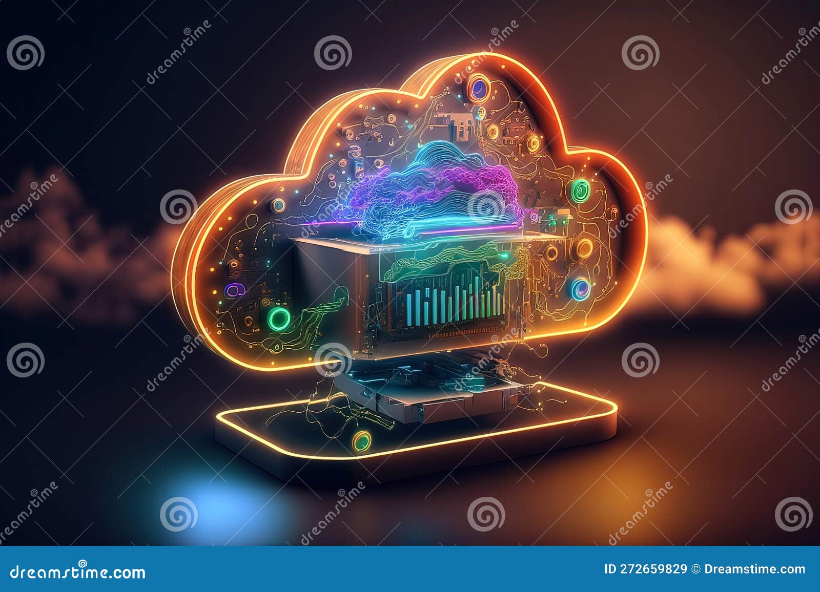 Abstract Cloud Computing Technology Concept Cloud Computing Data Center Server Rack