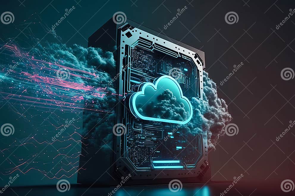 Abstract Cloud Computing Technology Concept. Cloud Computing, Data Center, Server Rack ...