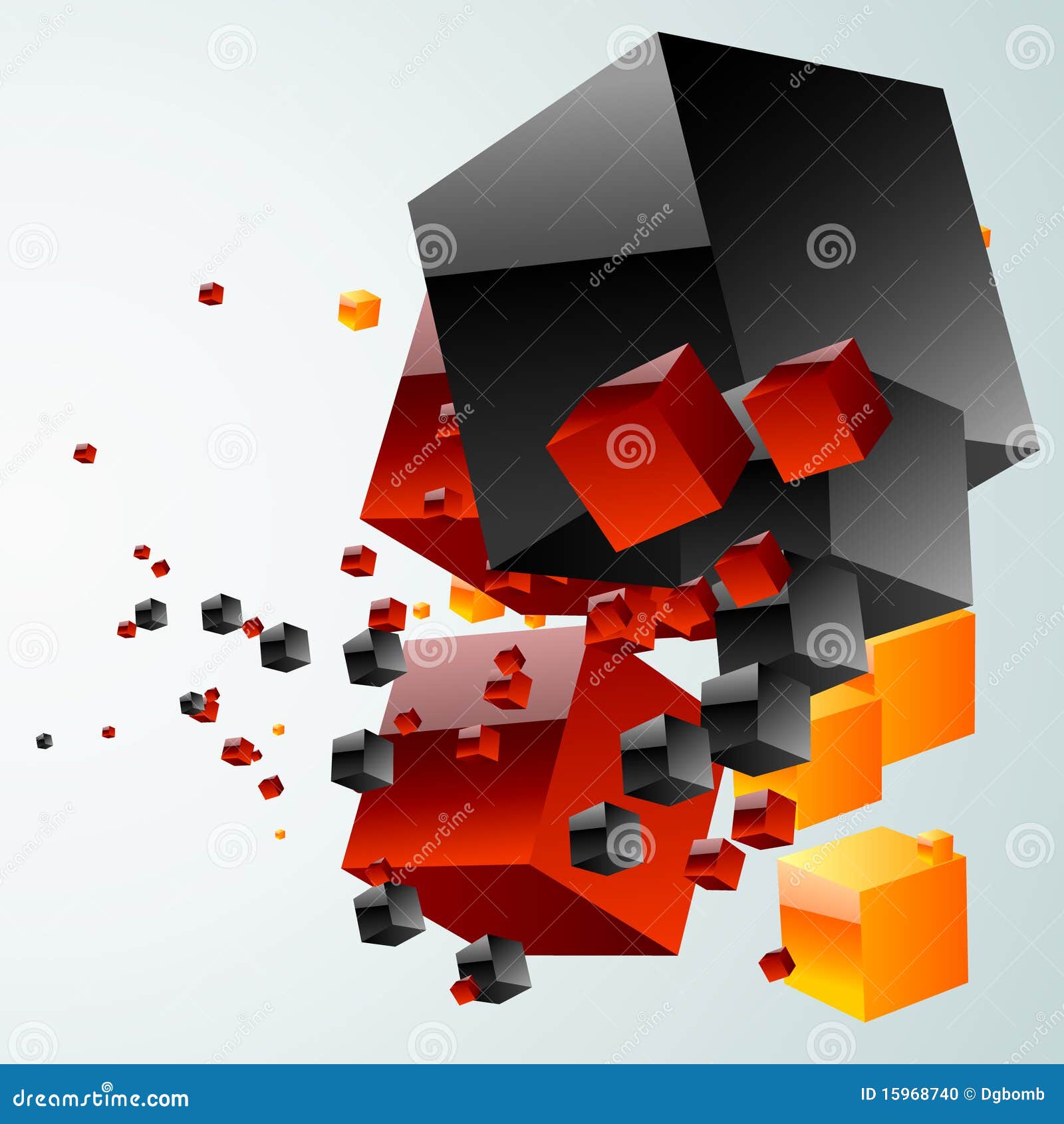 Abstract cloud of cubes stock vector. Illustration of flying - 15968740