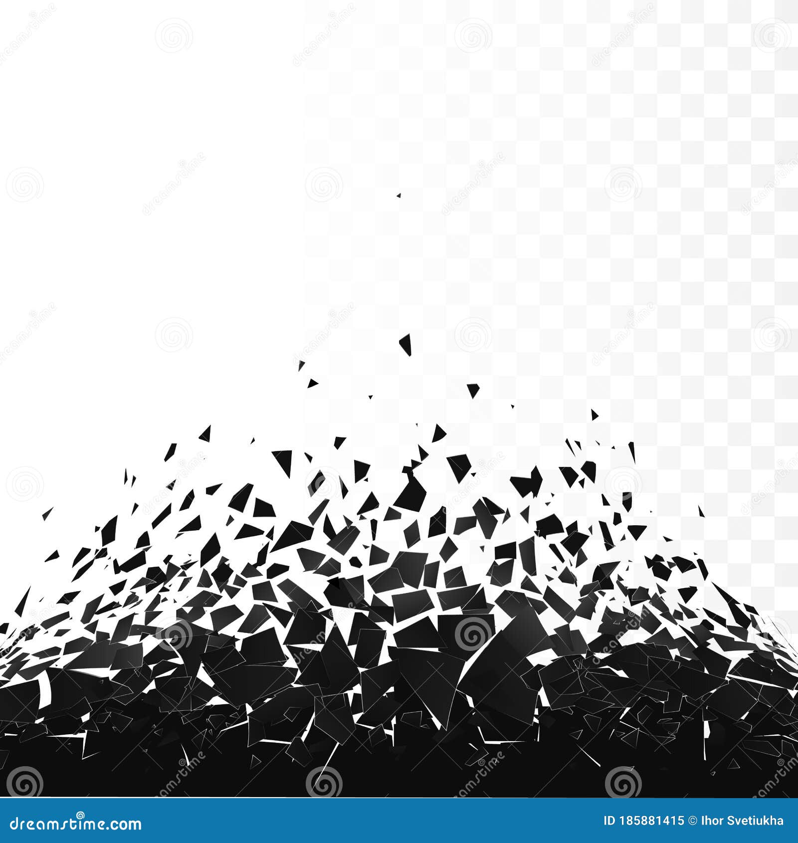 Shatter And Destruction Dark Square Effect. Abstract Cloud Of Pieces ...