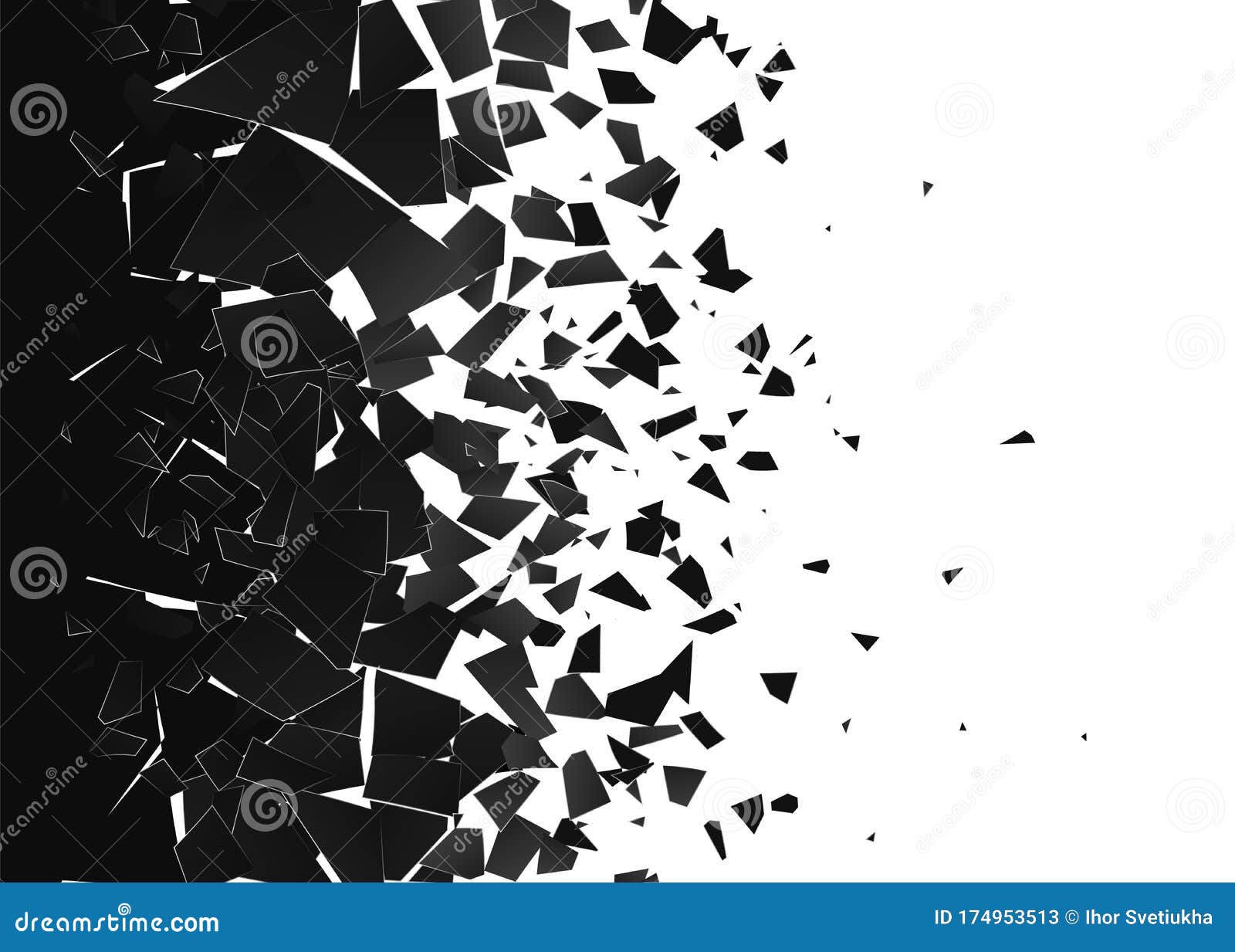 Abstract Cloud of Pieces and Fragments after Explosion. Demolition ...