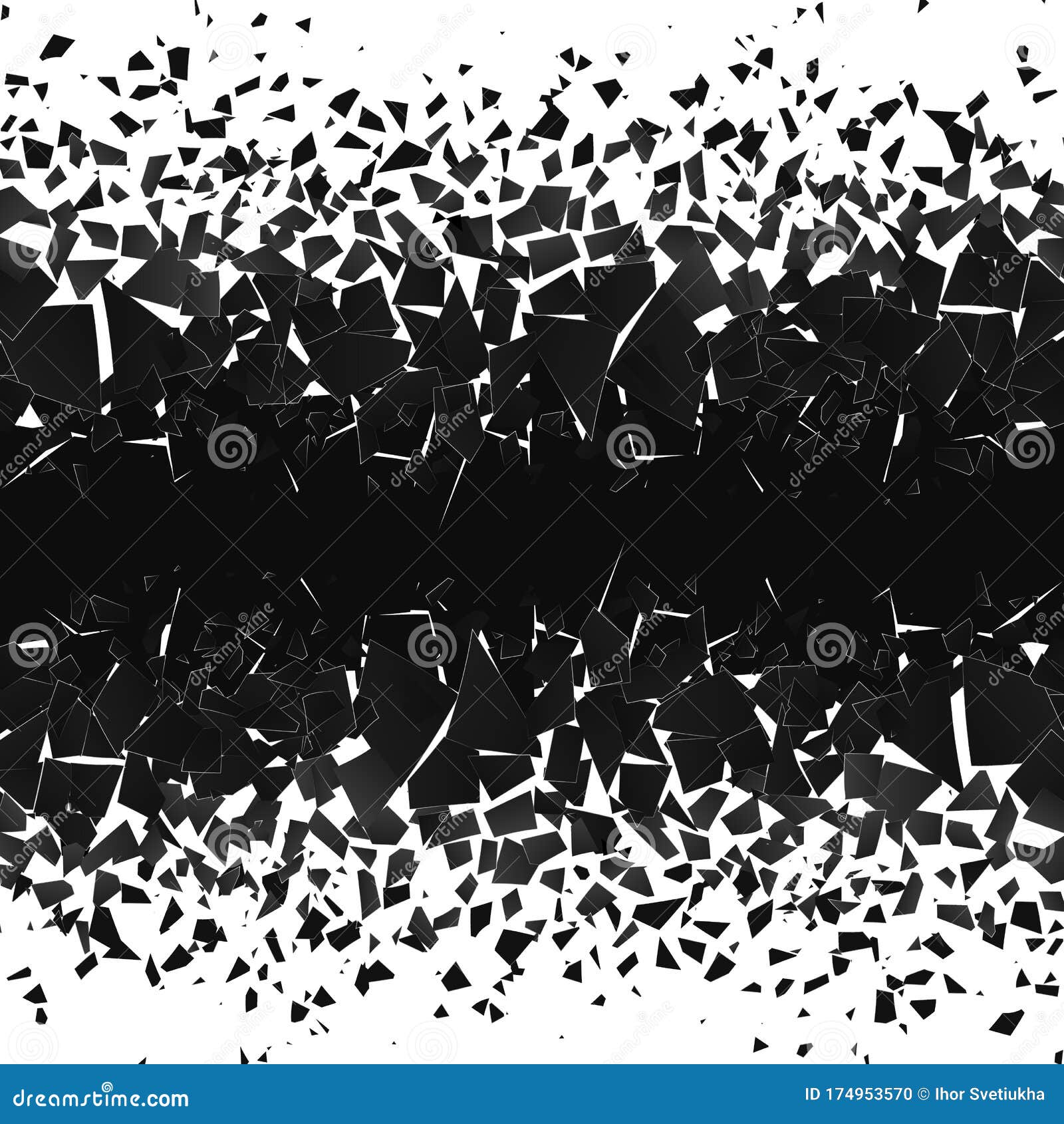 Abstract Cloud of Pieces and Fragments after Explosion. Demolition ...